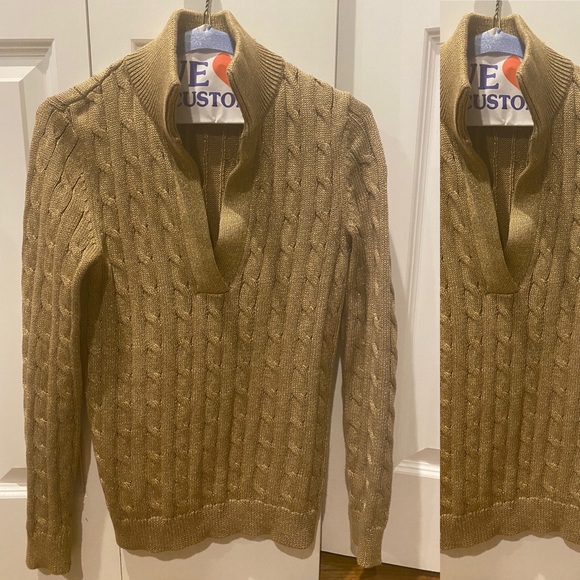 Sweaters | Metallic Gold Lauren Ralph Lauren Sweater | Poshmark
